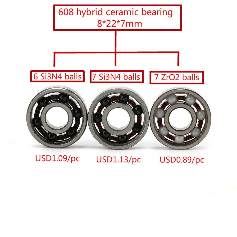 skateboard 608 hybrid ceramic si3n4 zro2 6pcs 7pcs ball bearing 8*22 ...